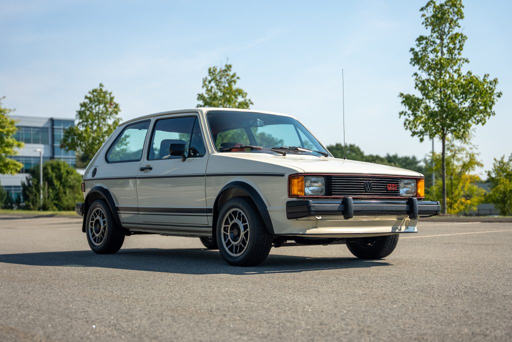 White Volkswagen Rabbit Lowered